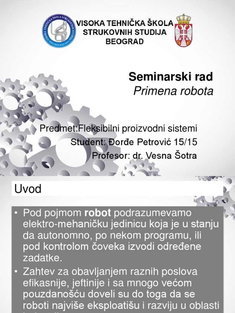 Primena Robota Prezentacija | PDF