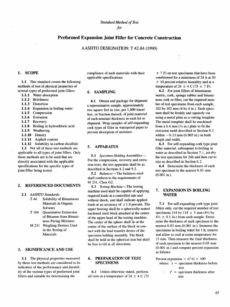 Aashto T-42-84 PDF | PDF