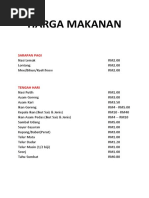 Senarai Harga Minuman Dan Makanan | PDF | Rice | Prepared Foods