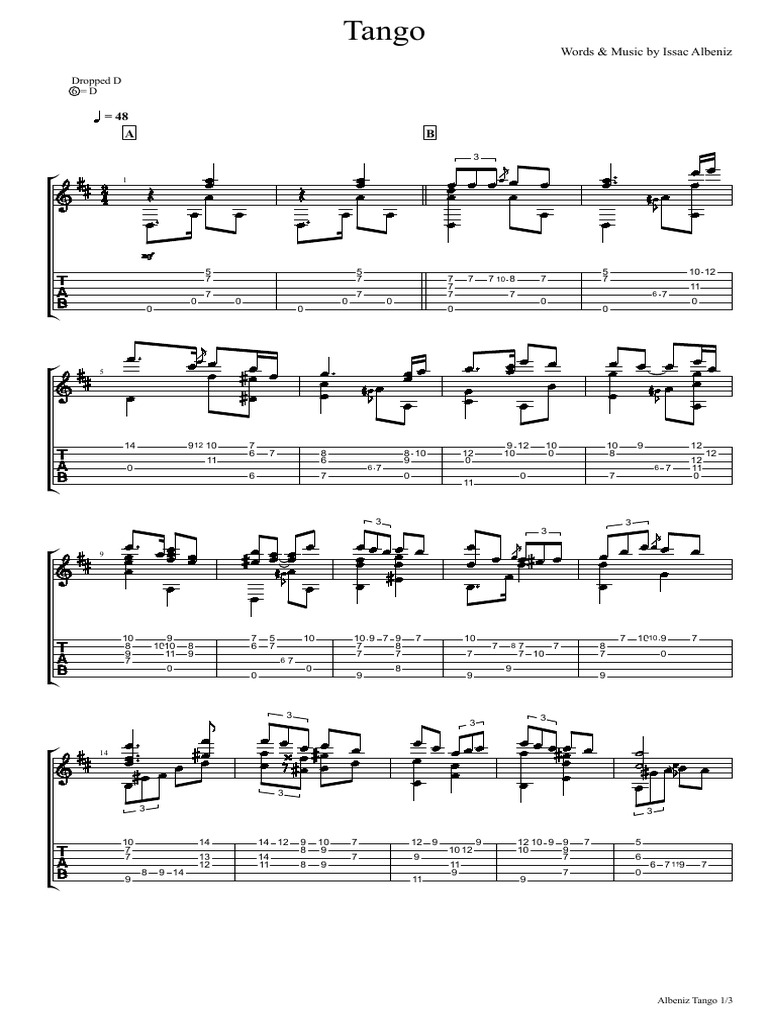 Albeniz Tango Sheet Music Notation | PDF