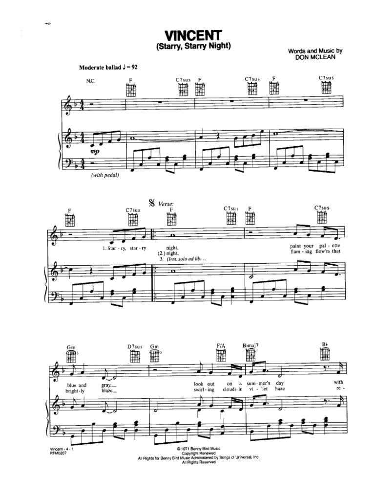 Vincent (Starry, Starry Night) - Josh Groban PDF | PDF