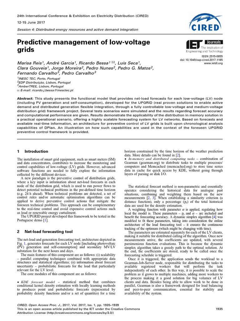 Predictive Management of Low-Voltage Grids | PDF | Electrical Grid | Forecasting