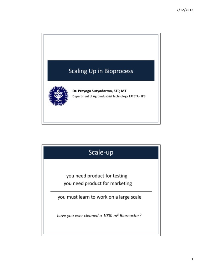 Bioprocess Scale-Up Techniques Explained | PDF | Chemical Engineering ...