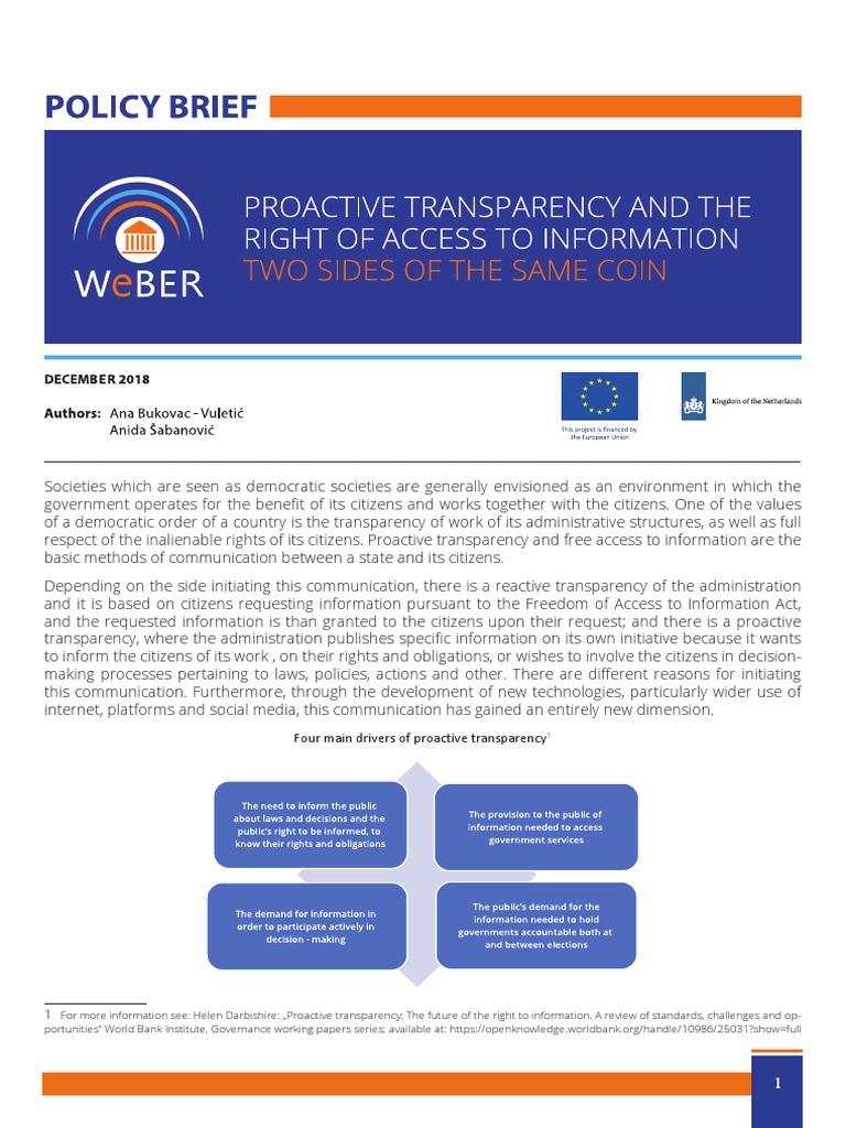 Proactive Transparency and The Right of Access To Information: Two ...