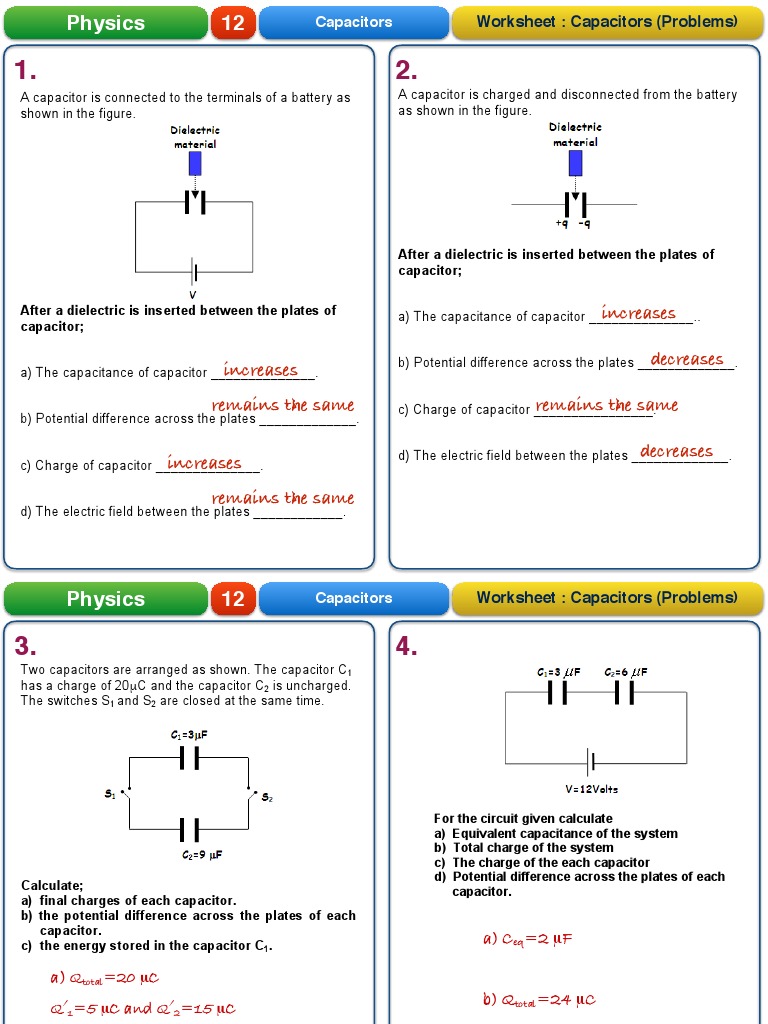 04a Capacitor Problems Answer Pdf Capacitor Series And
