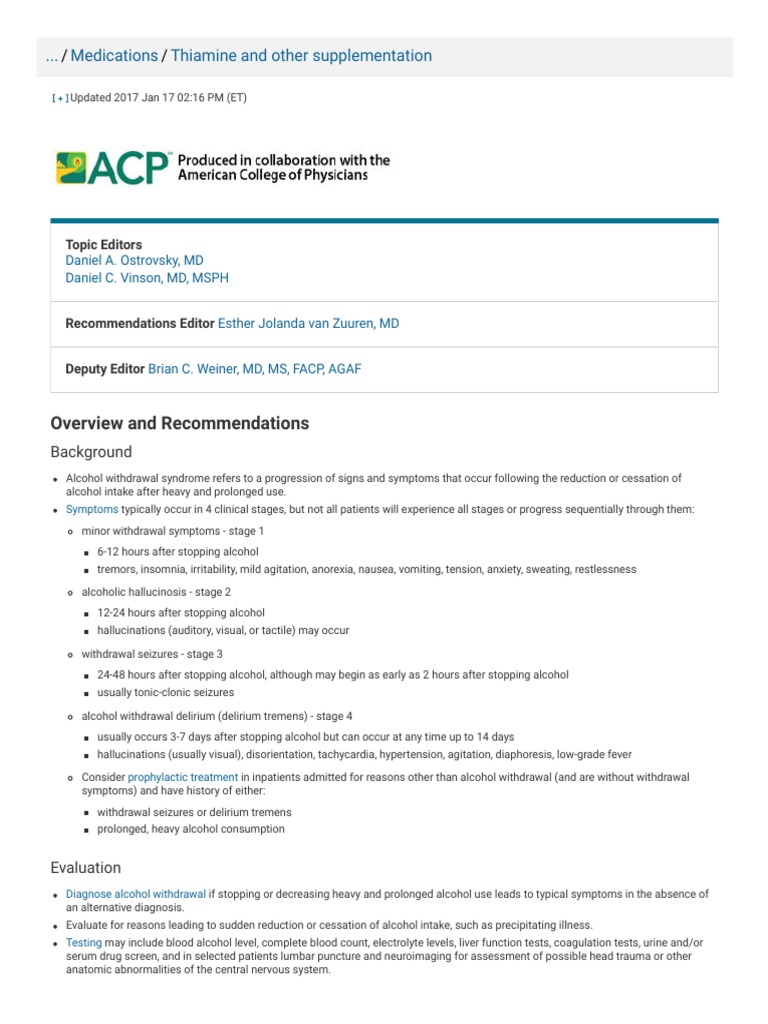 Alcohol Withdrawal Dynamed | PDF | Benzodiazepine | Alcoholism