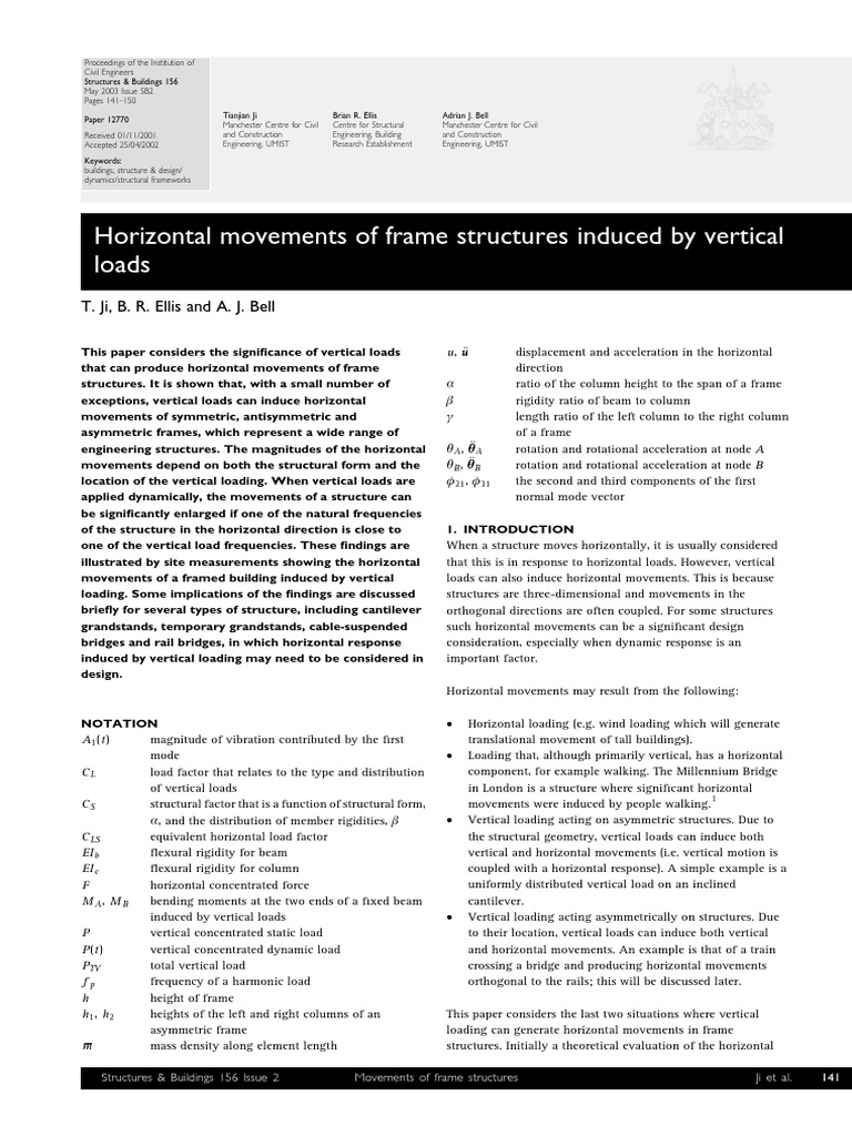 Horizontal Movements of Frame Structures Induced by Vertical Loads ...