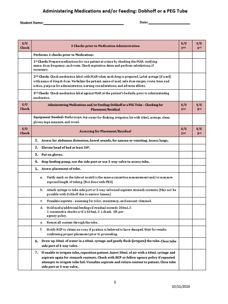 Medication Administration via Dobhoff/PEG | PDF | Medical Specialties ...