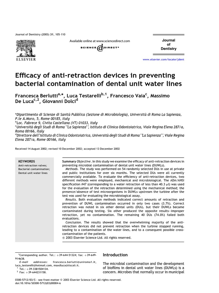 Efficacy of Anti-Retraction Devices in Preventing Bacterial ...