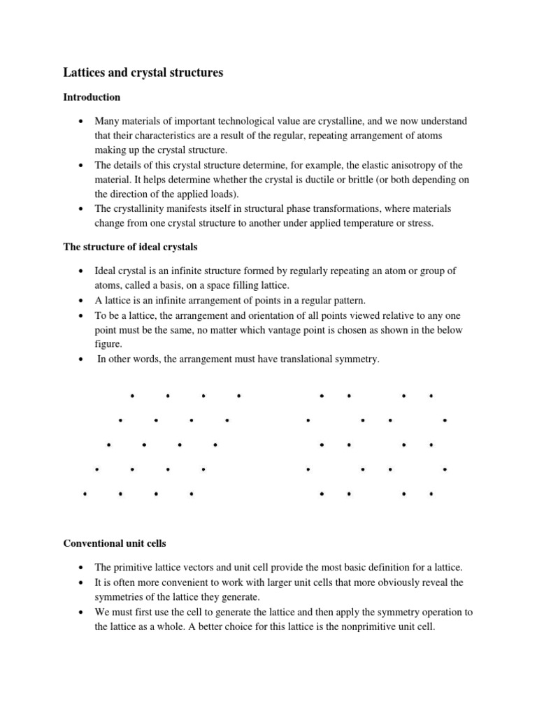 Lattices and Crystal Structures | PDF | Crystal Structure | Lattice (Group)
