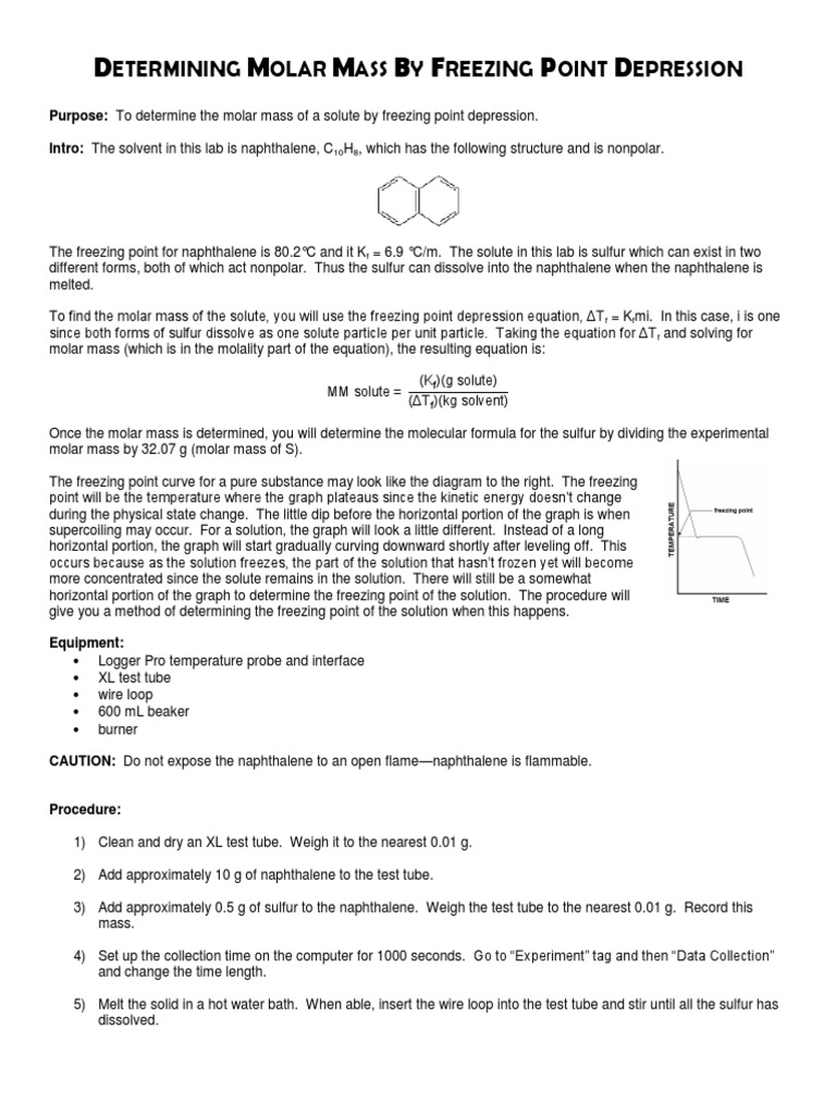 Chemistry Lab: Molar Mass by Freezing | PDF | Solution | Melting Point