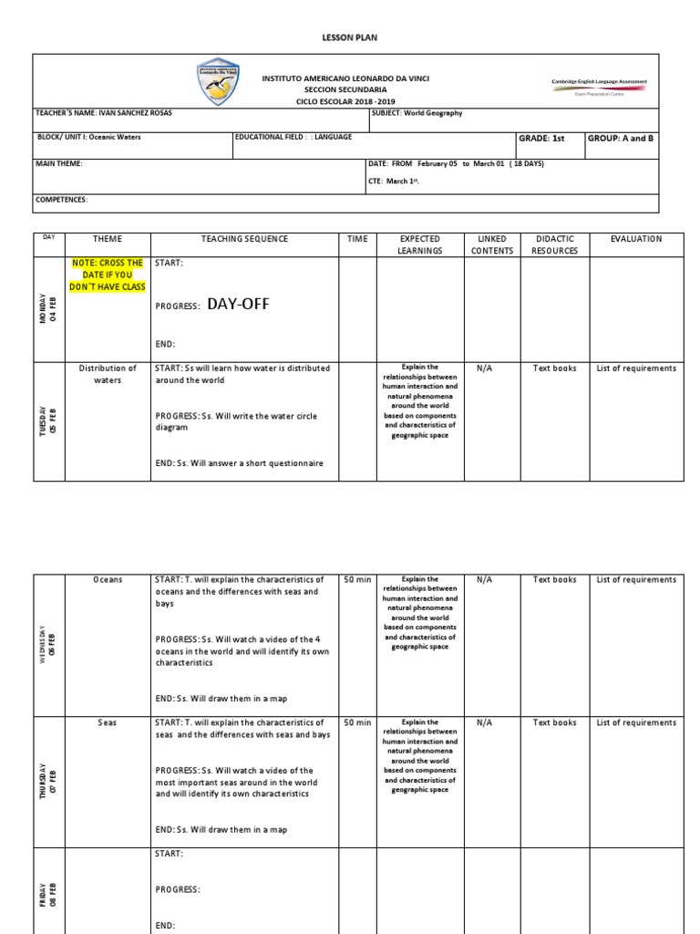 Day-Off: Lesson Plan | PDF | Geography | Map