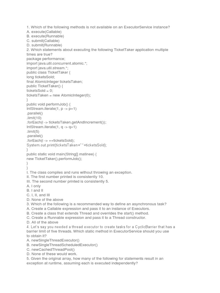 Ocjp Questions Pdf C Programming Language Method Computer Programming 