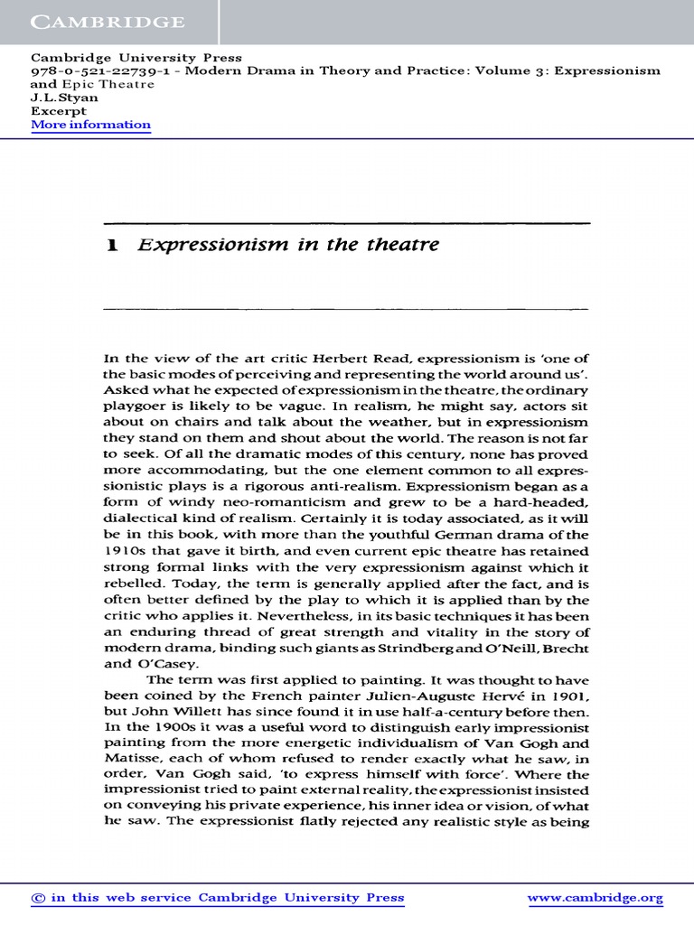 L Expressionism in The Theatre | PDF | Expressionism | Modernism
