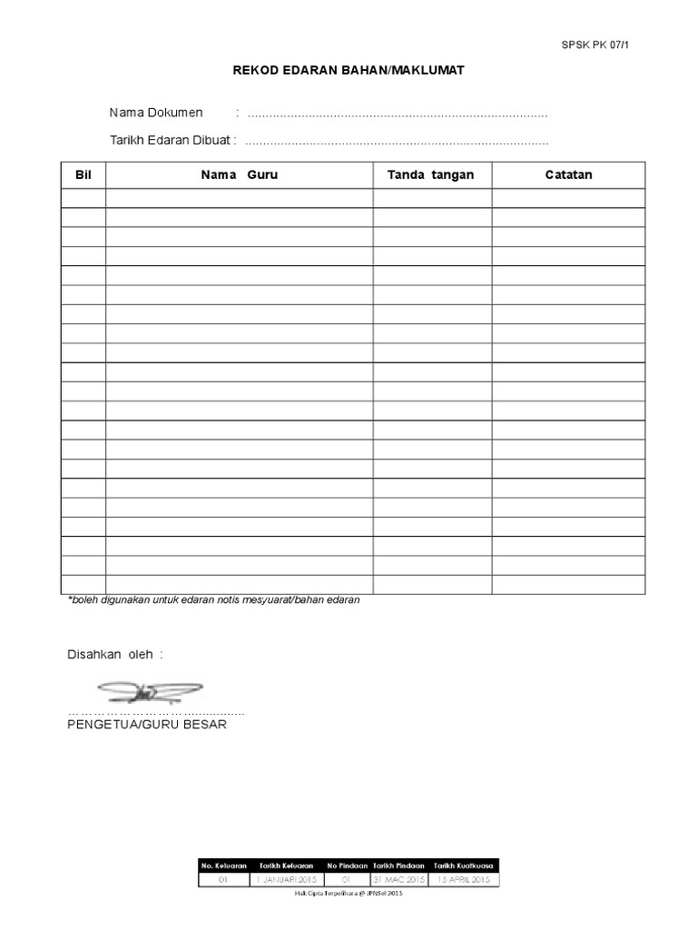 Pk07 1 Rekod Edaran Pdf
