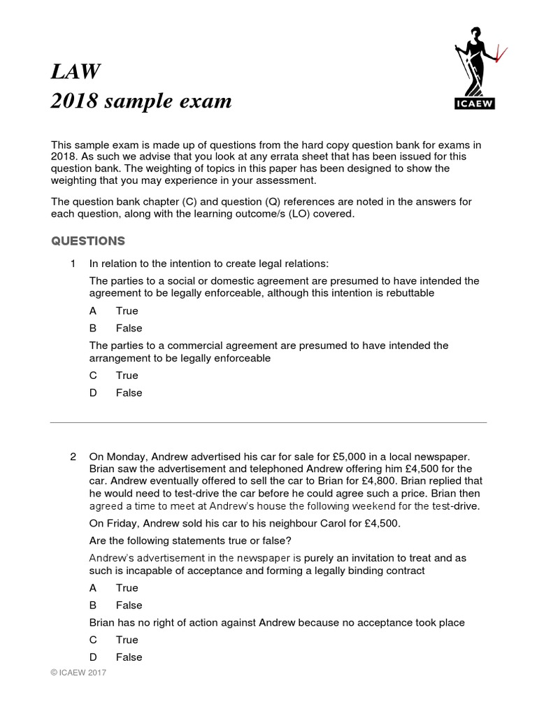 Icaew Cfab Law 2019 Sample Exam | PDF | Vicarious Liability | United ...