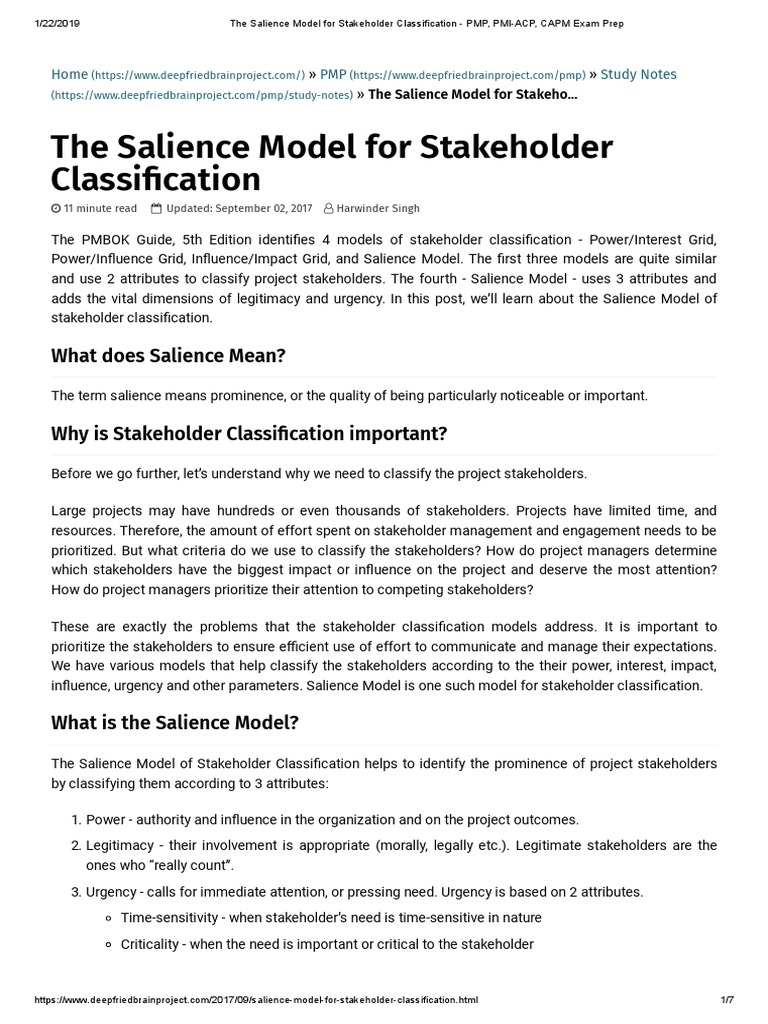 The Salience Model For Stakeholder Classification - PMP, PMI-ACP, CAPM ...