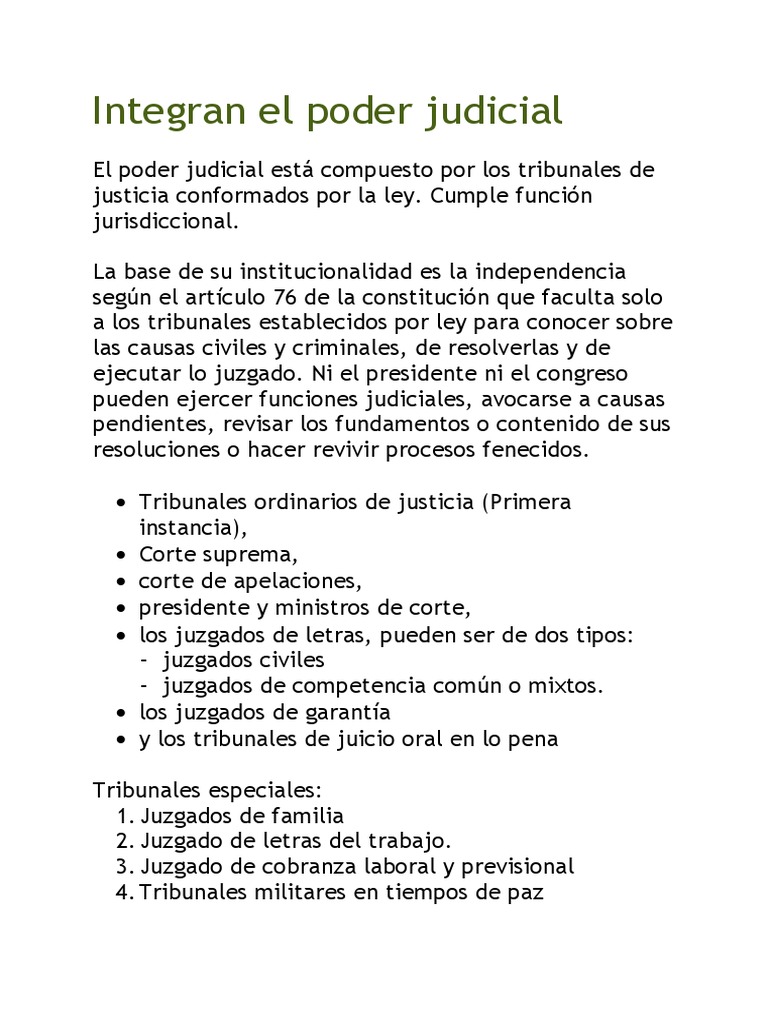 Facultades Del Poder Judicial Reglamento De Organización Y Funciones