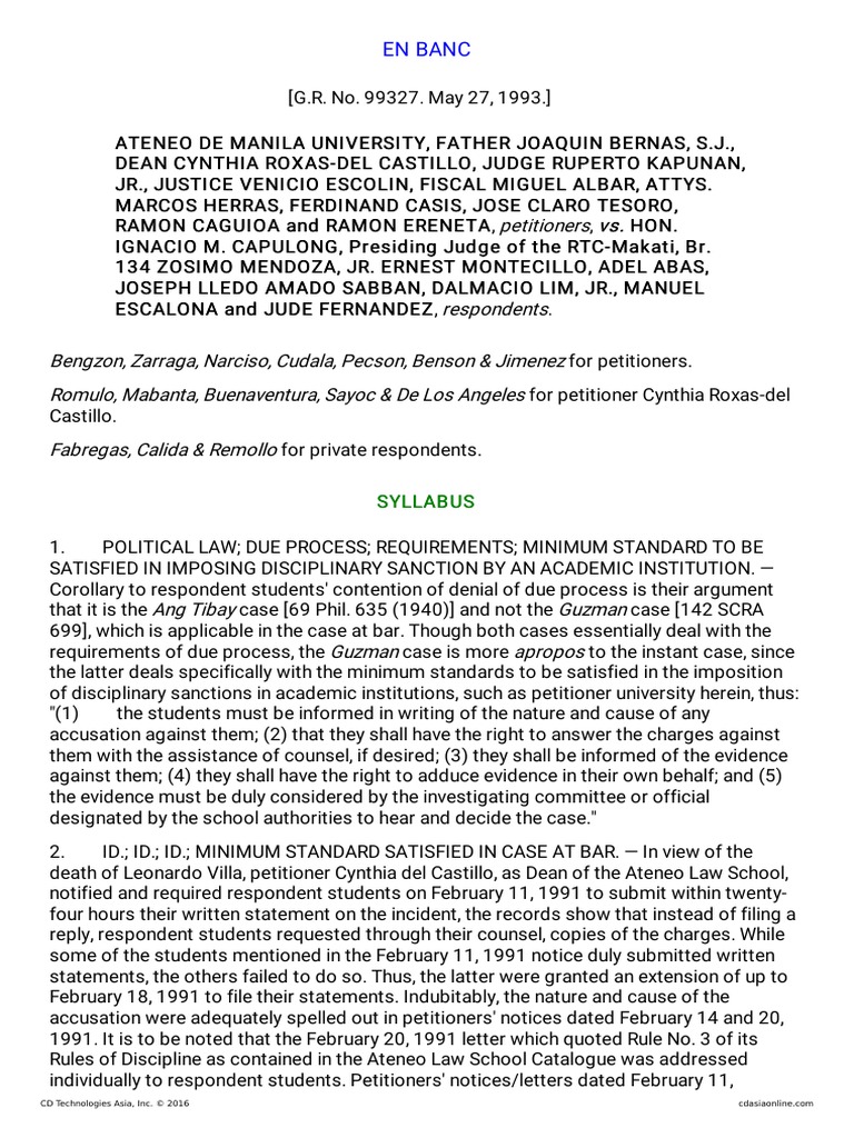 128298-1993-Ateneo de Manila University v. Capulong | PDF | Academic ...