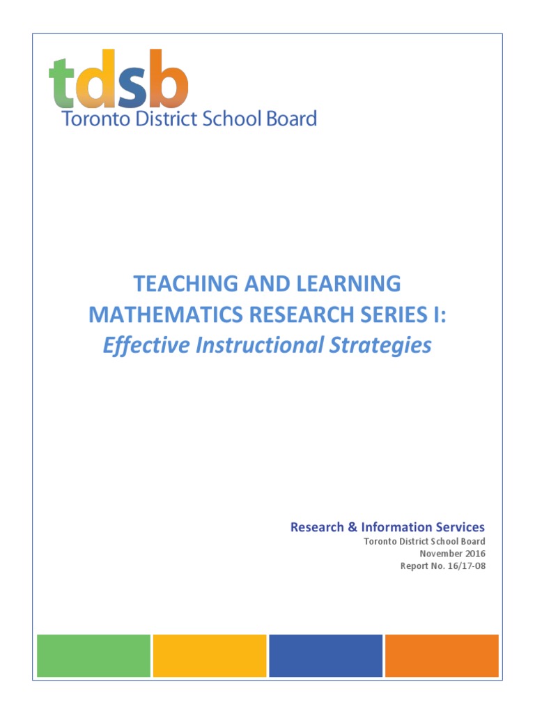 Teaching and Learning Math Research Series 1 | PDF | National Council ...