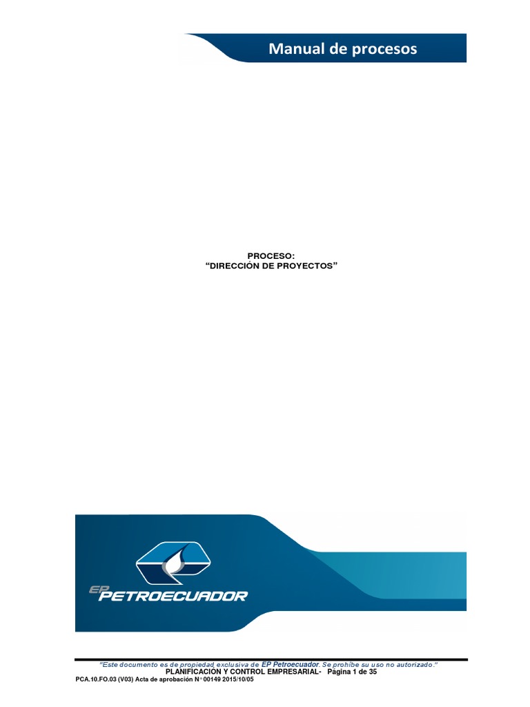 Manual de Procesos: Proceso: "Dirección de Proyectos" | PDF | Gestión ...