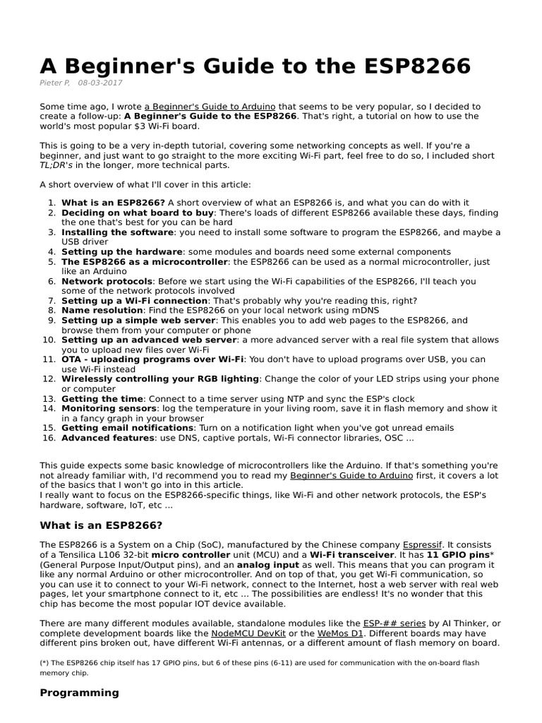 A Beginner's Guide To The ESP8266 | PDF | Hypertext Transfer Protocol ...
