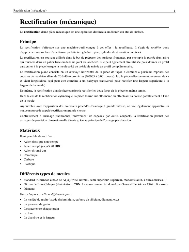 Rectification (Mecanique) PDF | PDF | Rectification (mécanique) | Industries