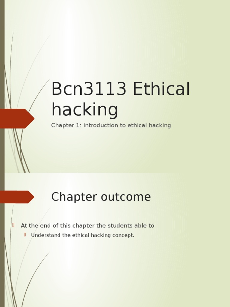Bcn3113 Ethical Hacking Chapter 1 Introcution | PDF