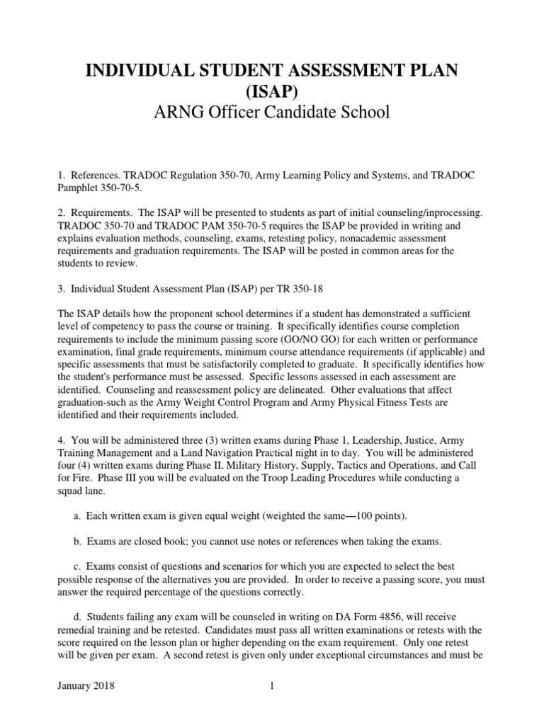 Individual Student Assessment Plan (ISAP) : ARNG Officer Candidate ...
