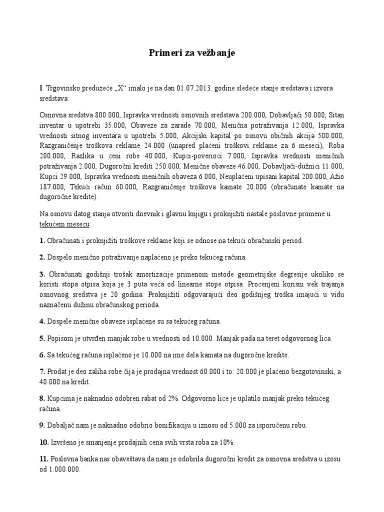 Primeri Za Vežbanje | PDF