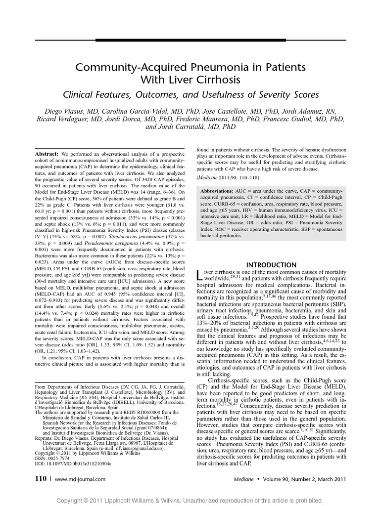 Ciroza Hepatica Si Infectii | PDF | Pneumonia | Cirrhosis