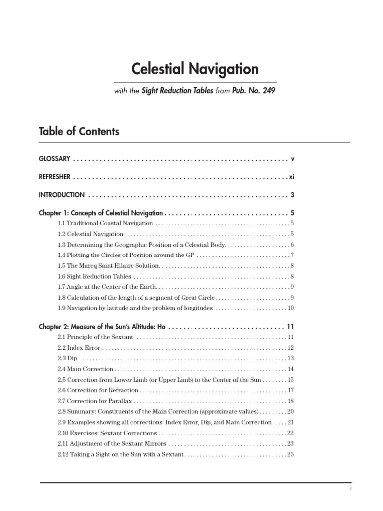 Table of Contents Celestial Navigation PDF | PDF | Navigation | Geography