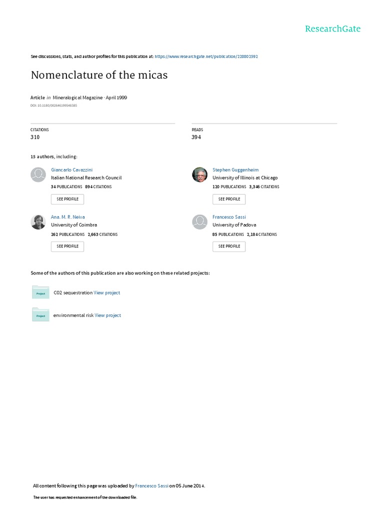 Nomenclature of Micas Explained | PDF | Silicon | Formula