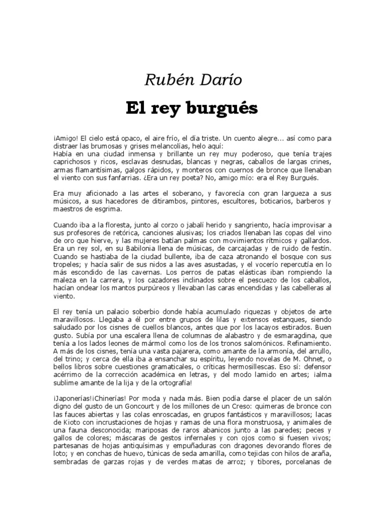 Dario, Ruben - El Rey Burgues PDF | PDF | Naturaleza