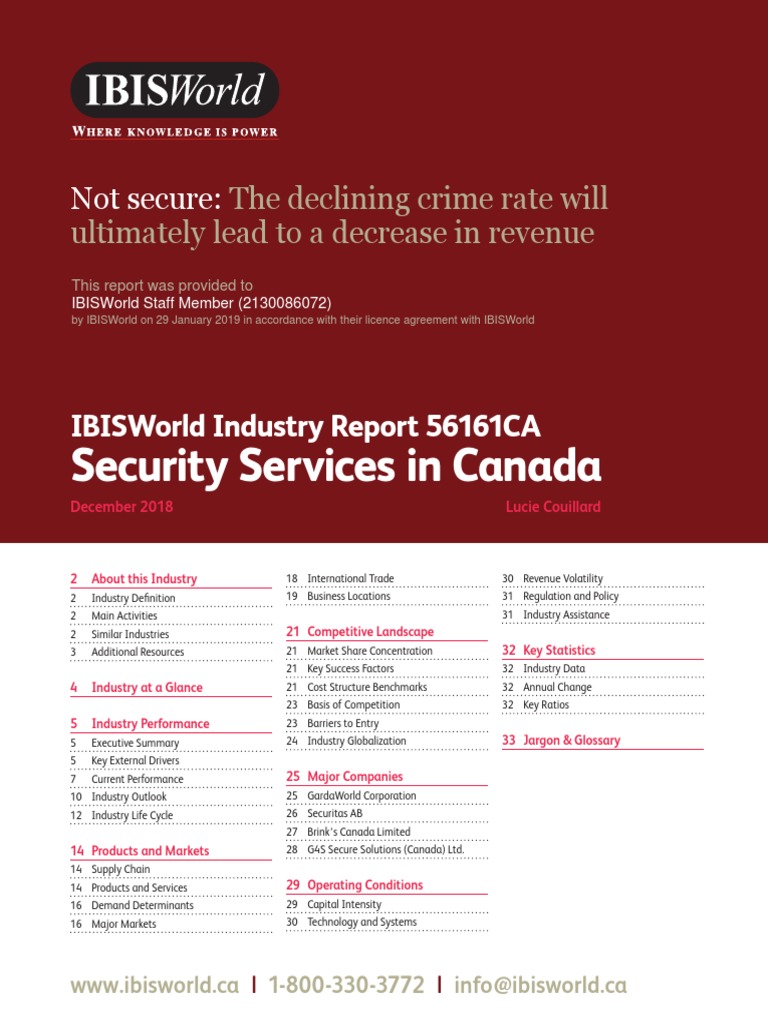 Security Services in Canada Industry Report | PDF | Security Guard ...