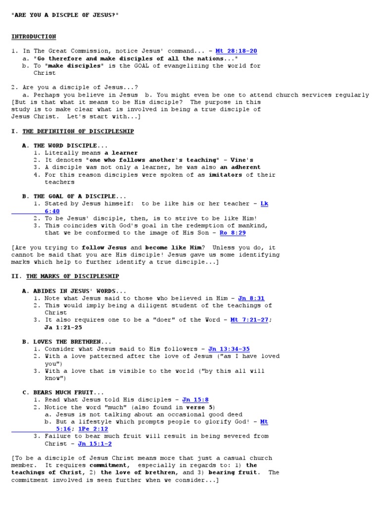 What Does It Mean To Be A True Disciple Of Jesus Christ Pdf