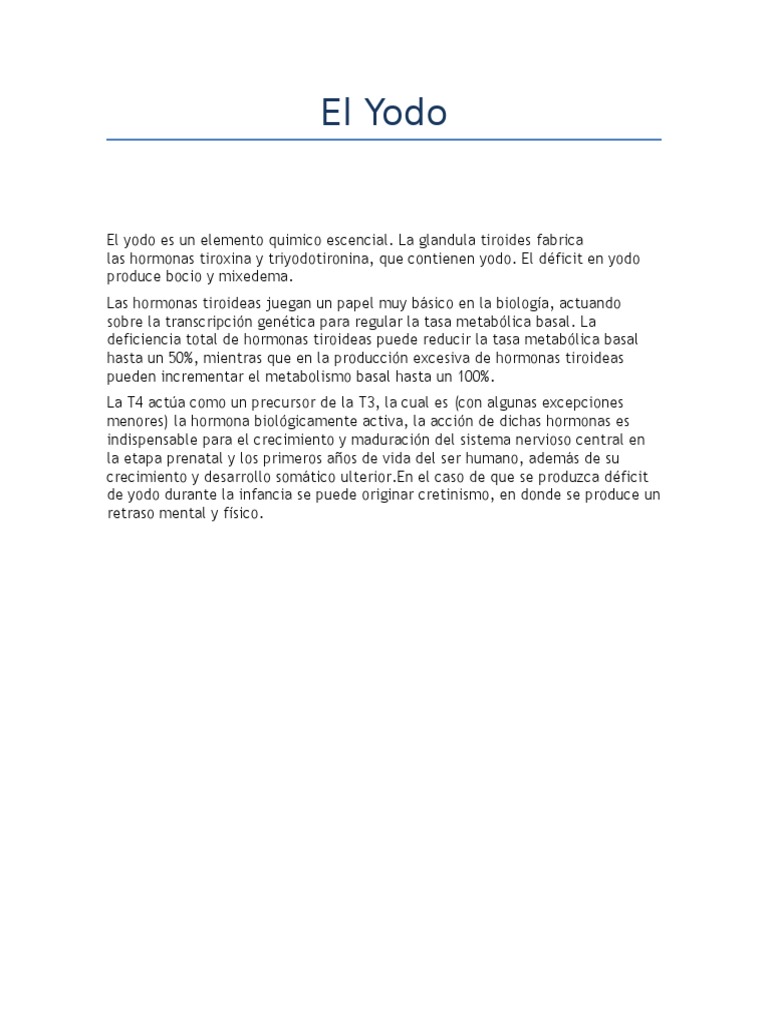 Importancia del Yodo en la Salud | PDF