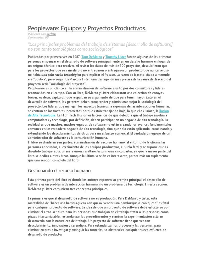 People Ware | PDF | Software | Ingeniería de software