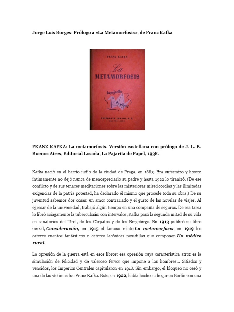 Prólogo de Borges a Kafka | PDF | Franz Kafka | Science