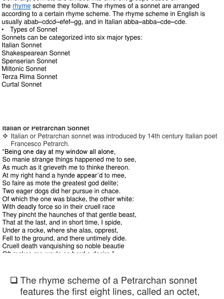 Types and Structures of Sonnets | PDF | Sonnets | Phonaesthetics