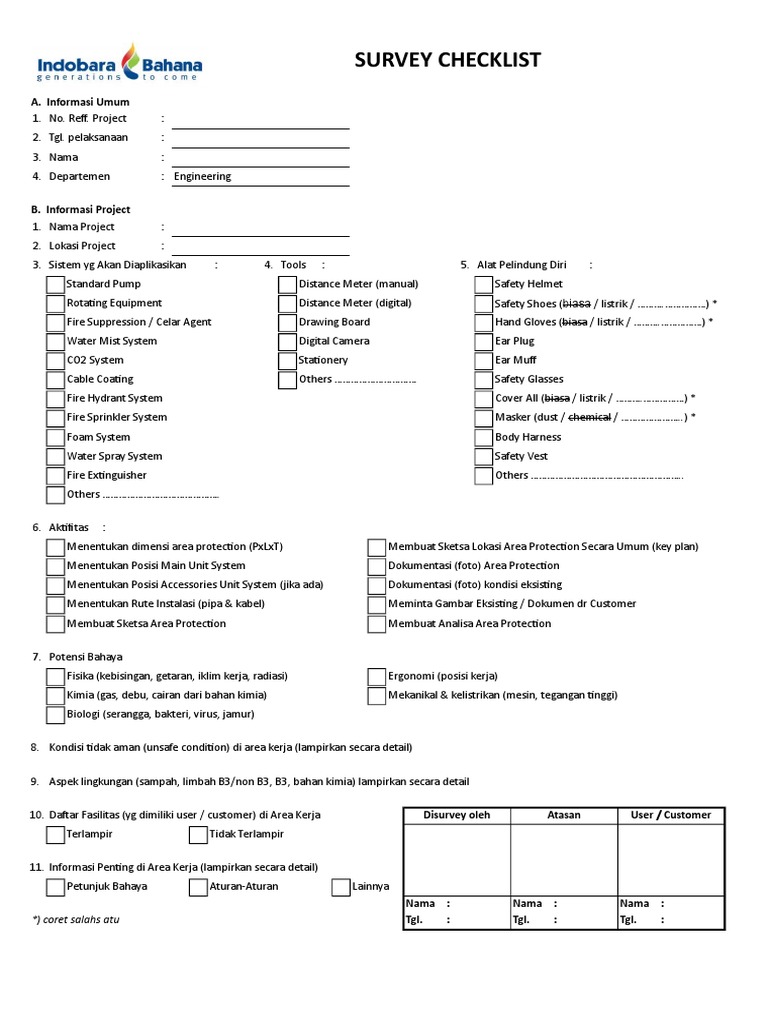 SURVEY CHECKLIST | PDF