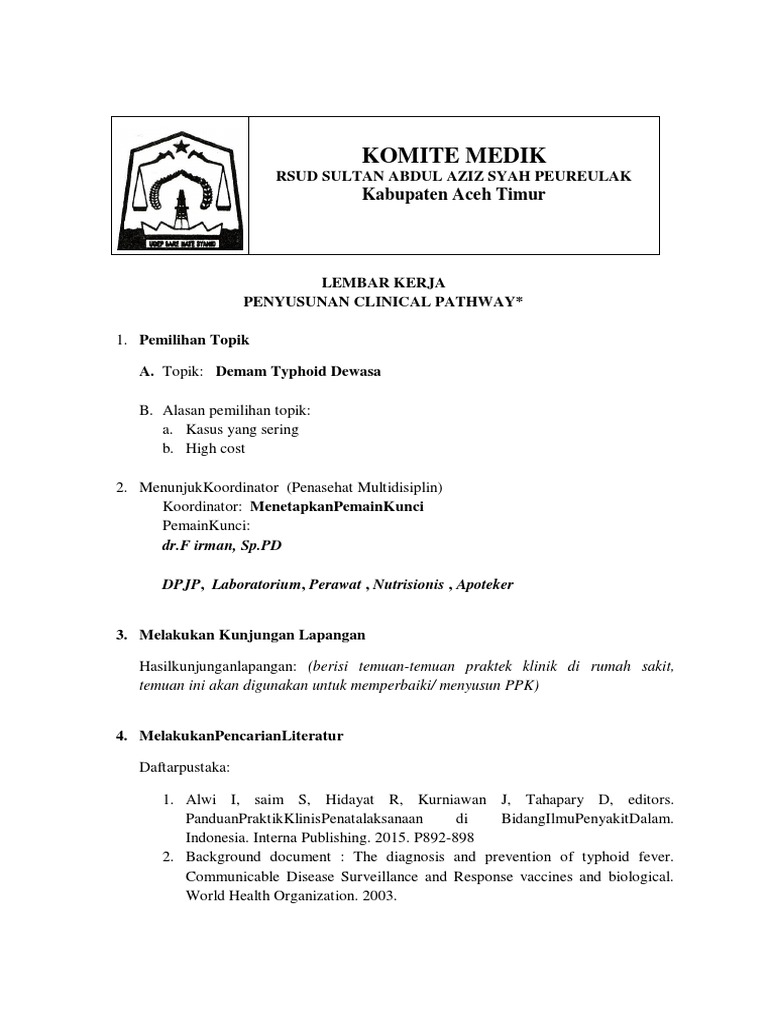 Clinical Pathway Demam Typhoid Dewasa | PDF | Sains & Matematika