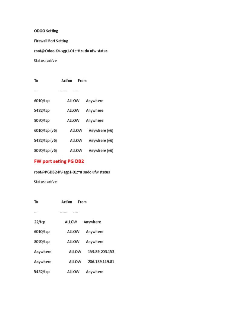 Setup Odoo 1 Web 2 Db Server Pdf Postgre Sql Sudo