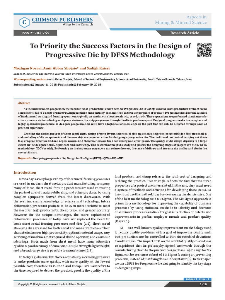 To Priority The Success Factors in The Design of Progressive Die by ...