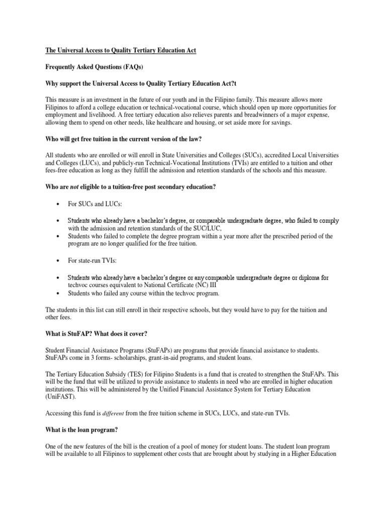 Notes On RA 10931 | PDF | Tuition Payments | Academic Degree