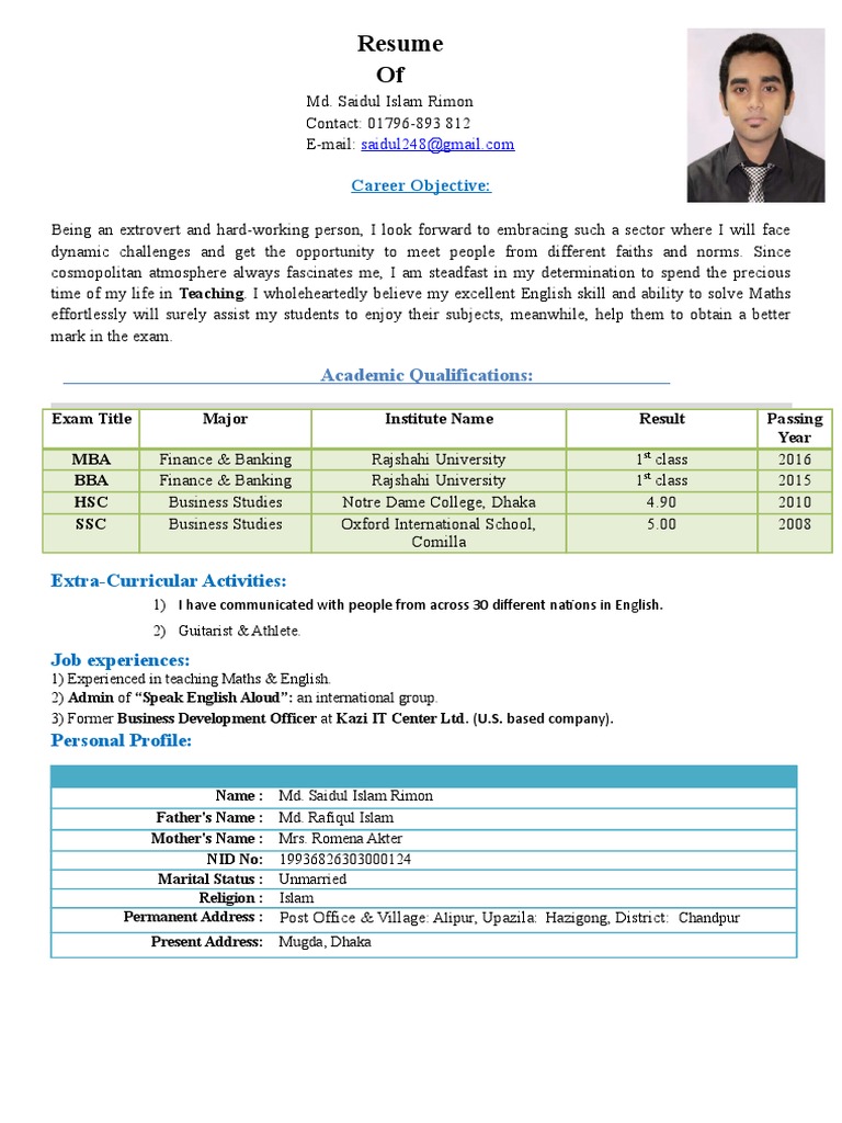 A Compelling Resume for a Career in Teaching: Highlighting Excellent ...