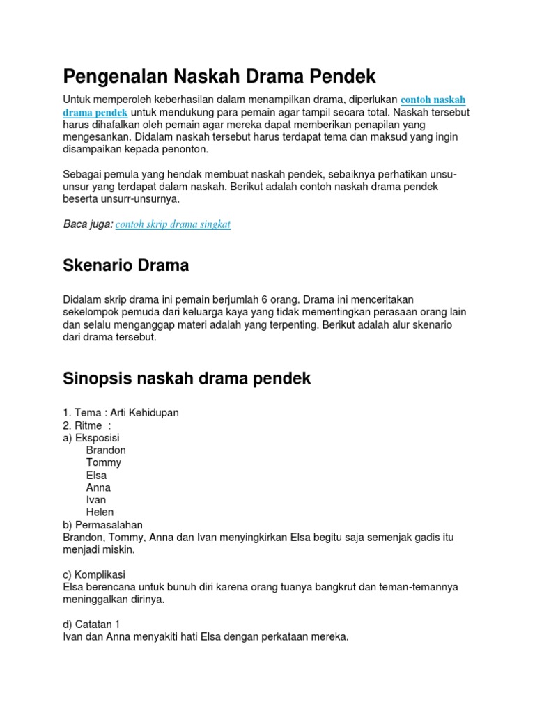 Naskah Drama Pendek (Simdig Kls X) | PDF | Puisi