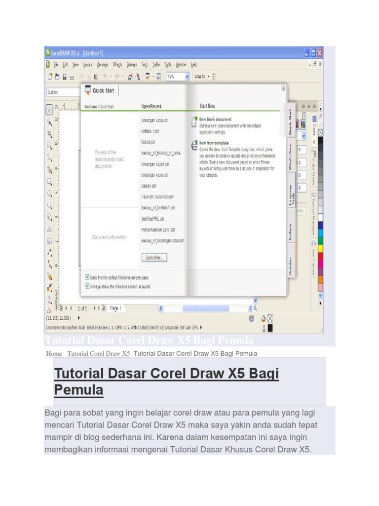 Tutorial Dasar Corel Draw X5 Bagi Pemula | PDF