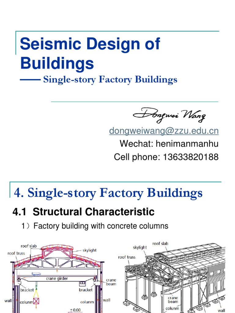 4 Single-Story Factory Buildings | PDF | Column | Earthquakes