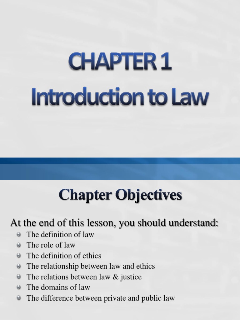 Chapter 1 Introduction To Law | PDF | Lawsuit | Legal Concepts